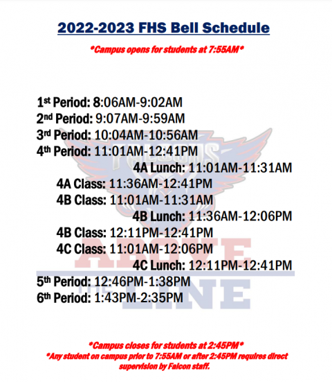 FHS Bell Schedules 2022-2023 | Fivay High School