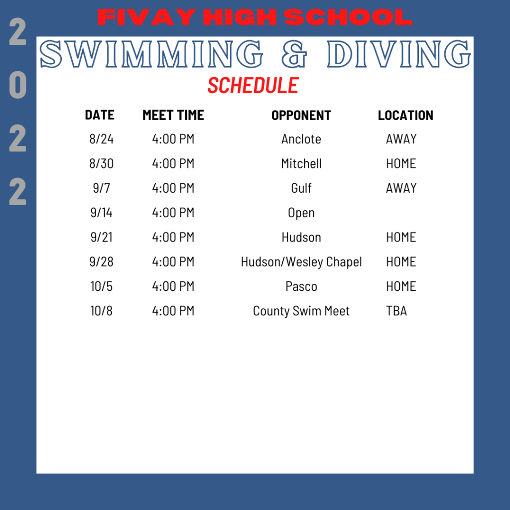 2022 Swim Schedule | Fivay High School