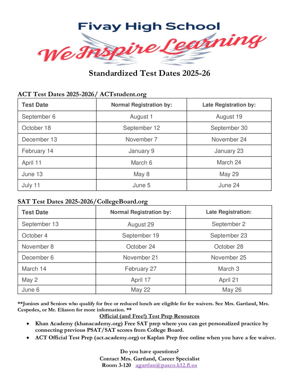Class of 2029 | Fivay High School
